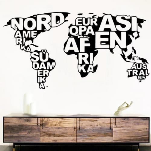 Jual Sticker Stiker World Map Teks Peta Dunia Sticker Dingding Rumah ...