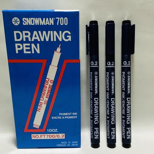 Jual DRAWING PEN SNOWMAN 0.2 NO.FT 700 ( HITAM ) / 1 BOX ISI 12 PCS ...