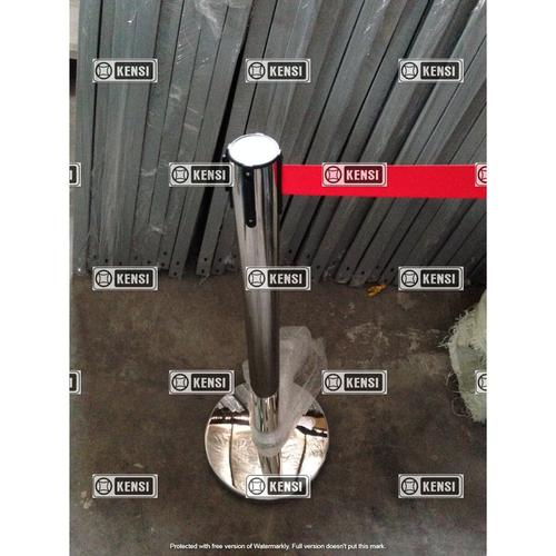 Jual Tiang Pembatas TEBAL Tiang Antrian Stainless Pita Merah pemberat ...