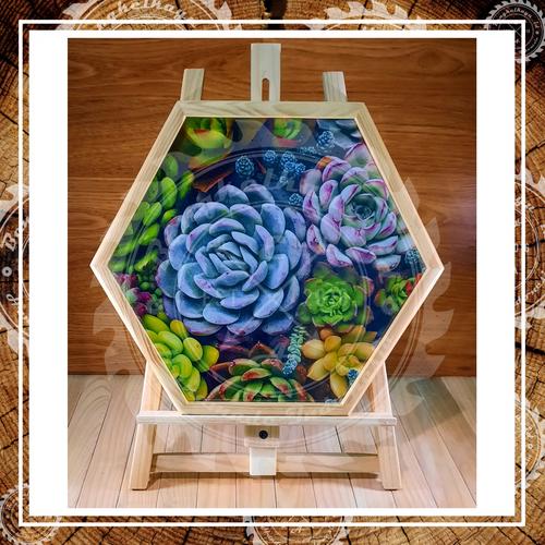 Jual hexagon picture frame pigura kayu segi enam kayu pinus jati ...
