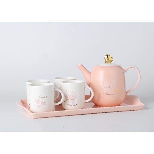Promo Cangkir Teko Tea Set Unik Lovely Pink Gelas Kopi Set 320-145 ...