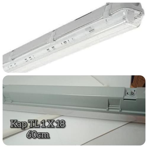 Jual kap lampu tl waterproof 1x18 / kap neon tl outdoor 1x18 / kap tl ...