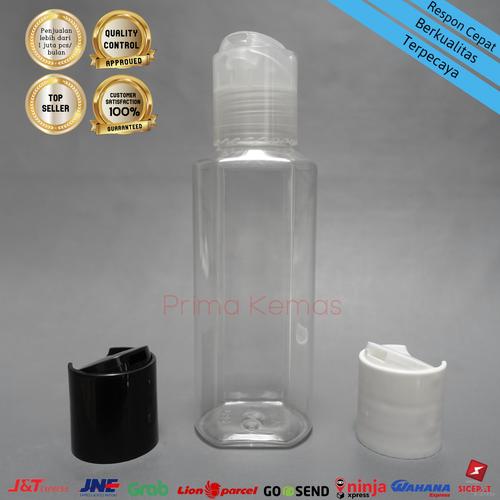 Jual Botol Presstop 100 ml - prima kemas - botol Pet SQ 100 ml Natural - Presstop Hitam - Kota ...