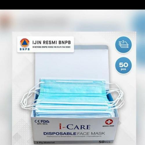 Jual Masker 3PLY ICare EarLoop Disposable Surgical Face Mask Setara ...