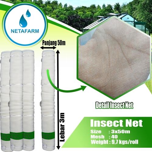 Jual Insect Net Putih Jaring Serangga Insectnet mesh 40 3x50 m - 1 Roll ...