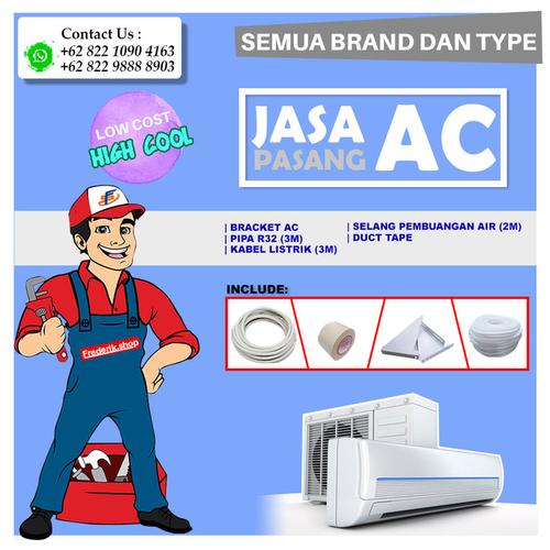 Jual Material + Jasa Pasang AC 0,5PK - 1PK / Jasa Pemasangan AC 1/2 PK ...