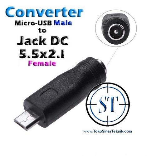 Jual Adapter Converter Micro USB 5 Pin Male to Jack DC Power Plug 5.5x2 ...