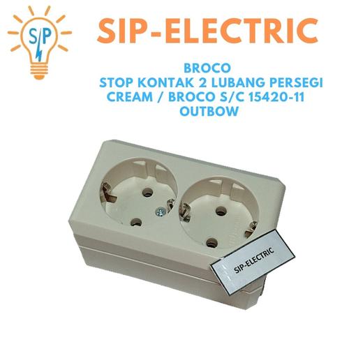 Jual BROCO STOP KONTAK 2 LUBANG PERSEGI CREAM / BROCO S/C 15420-11 ...