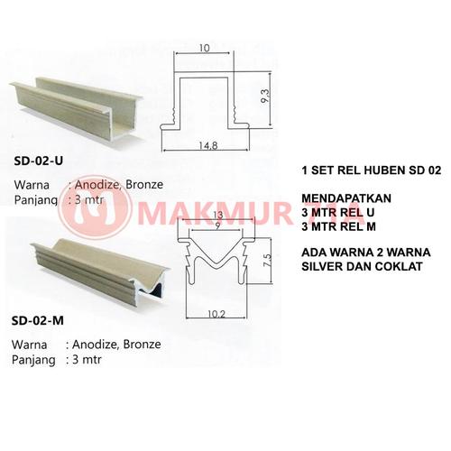 Jual Rel Pintu Lemari Sliding HUBEN SD 02 / REL U dan M / Rel Lemari Geser - Silver - Jakarta ...