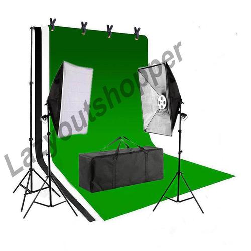 Jual Paket Lighting Studio Softbox 4 socket dengan stand background ...