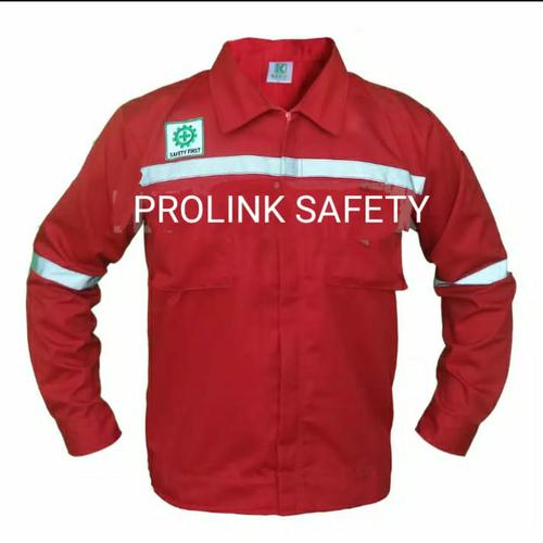 Jual SERAGAM SAFETY MERAH RESLETING FREE LOGO K3 BENDERA - Kab ...