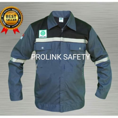 Jual SERAGAM SAFETY ABU HITAM RESLETING FREE LOGO K3 BENDERA - XXL ...