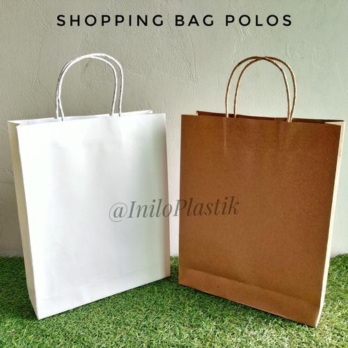 Jual Paper Bag Polos / Shopping Bag / Goodie Bag 26 x 33 +7cm - Putih ...