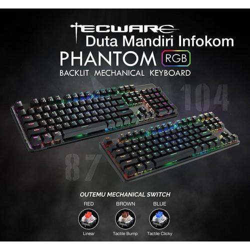 Promo Tecware Phantom 87 RGB - Mechanical Gaming Keyboard - Biru Cicil ...