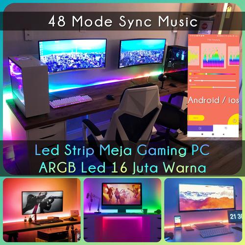 Jual Led Strip RGB Meja Gaming PC Rainbow Led 16 Juta Warna 3pin ARGB ...