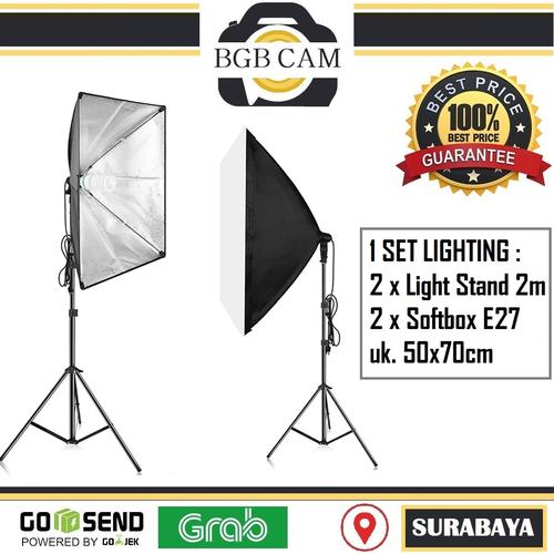 Jual Set Softbox isi 2 Light stand + 2 Soft Box 50x70cm Paket Lampu ...