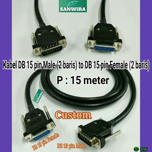 Jual Kabel DB 15 pin Male (2 baris) to DB 15 pin Female (2 baris) -P ...
