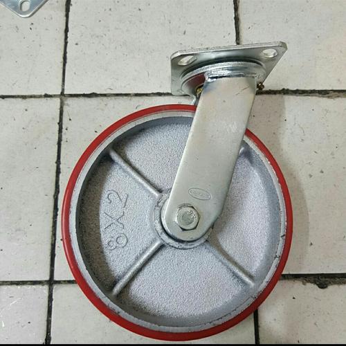Jual Roda Pu Heavy Duty 8 inch hidup roda troley 8 inch putar roda ...