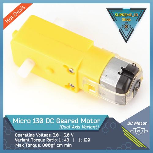 Jual Micro 130 DC Geared Motor Dual-Axis 1:48 / 1:120 Gear Ratio | 3 ...