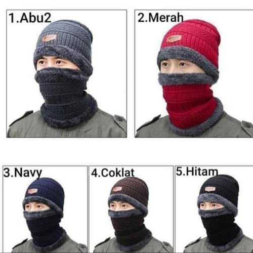 Jual TOPI KUPLUK DAN SYAL PRIA/WANITA WiNTER / MUSIM DINGIN - Biru ...
