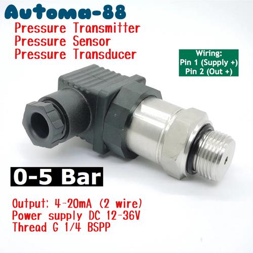 Jual Pressure Transmitter 0-5 Bar 5Bar Output 4-20mA DC 24V 2 wire 12V ...