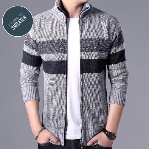Jual sweater rajut jaket pria cotton original - abu muda, XXL - Kota ...