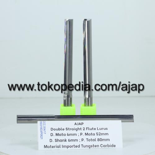 Jual Double Edge straight 2F 6mm router bits end mill mata profil mdf ...