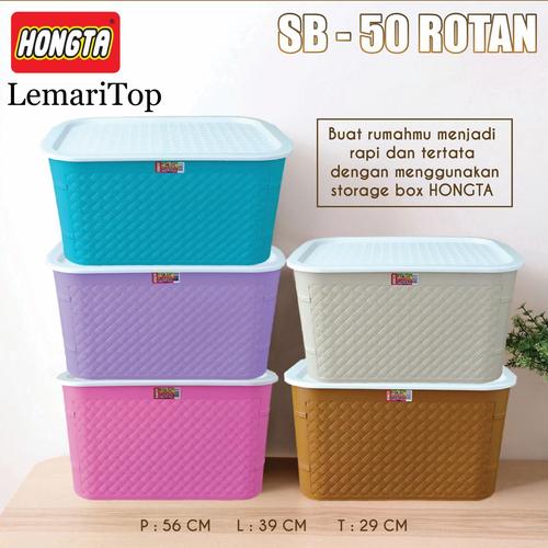 Jual Hongta - Storage Box - Cantik - Motif Rotan - Tebal - Biru Muda ...