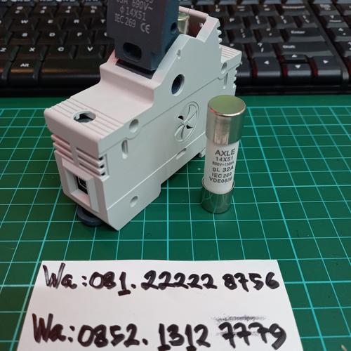 Jual Axle Fuse Holder dan Fuse 14x51 32A 40A 50A 63A Fuse Set Din Rell ...