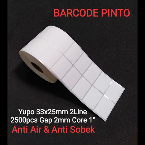 Jual Label Barcode Yupo 33x25mm 2Line 2500pcs Gap 2mm Core 1 inchi ...