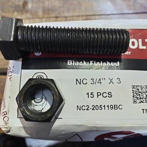 Jual baut mur 3/4 x 3" / BM NC 19 x 7.5cm / Bolt nut hitam - Jakarta ...