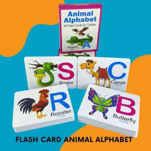 Jual Kartu Animal Alphabet flashcard huruf abjad anak balita - Kab ...