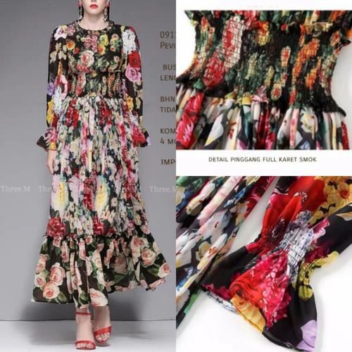Jual Dress Maxi Modern Panjang Baju Pesta Motif Bunga Dress Muslim ...