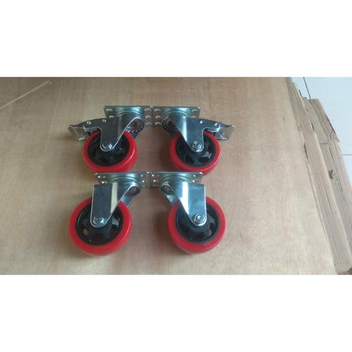 Jual Satu set Roda PU / Roda Polyurethane ukuran 4 inci Hidup/rem (4 ...