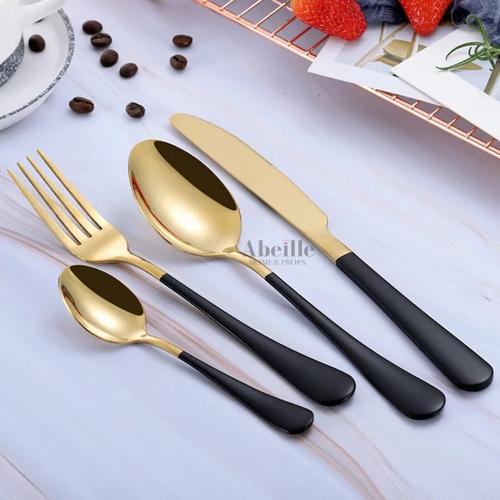 Jual SENDOK GARPU SET HITAM EMAS BLACK GOLD CUTLERY SET 4 IN 1 BEST ...