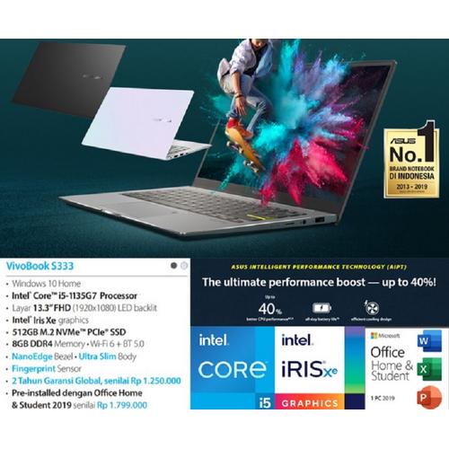 Jual ASUS VIVOBOOK S333EA i5 1135G7 8GB 512GB Iris Xe 13.3" FHD W10 ...