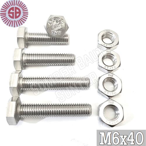 Jual M6x40 Baut Mur Hexagon Stainless 304 SS Hex 6x40 - Jakarta Utara ...