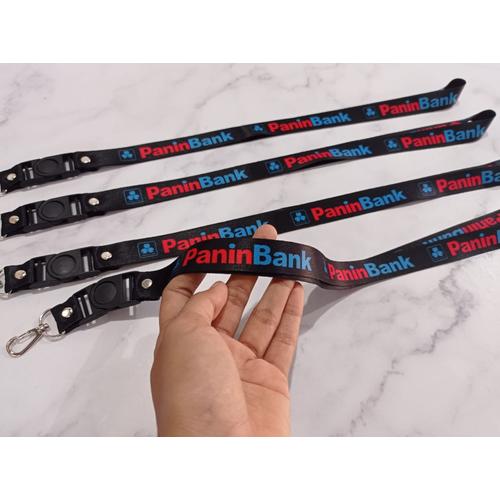 Jual Lanyard Custom Panin Bank Hitam / Cetak Lanyard Full Colour ...
