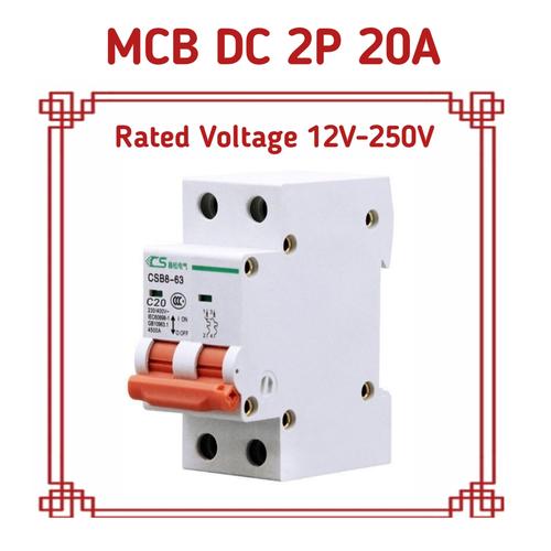Jual MCB DC 20A 2P 12V-250V / DC Mini Circuit Breaker 20A panel surya ...