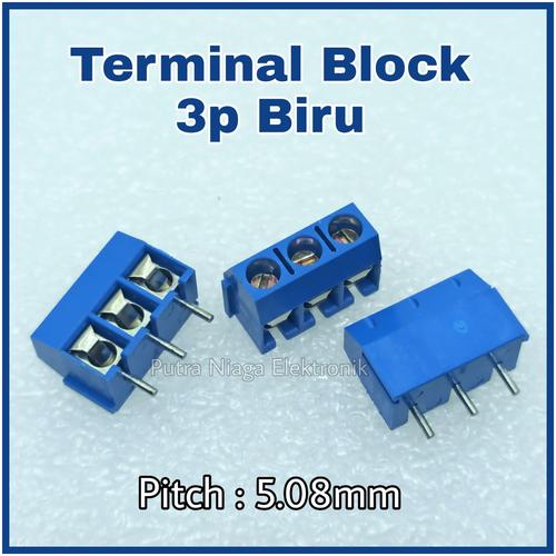 Jual Konektor PCB 3p Biru Terminal Block Screw 3pin Biru 5.08mm 3 pin 5 ...