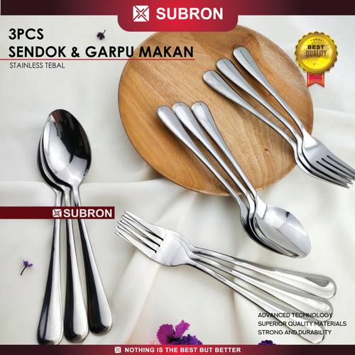 Jual SUBRON 3Pcs Sendok Garpu Makan Hotel Besar dan Standar Stainless ...
