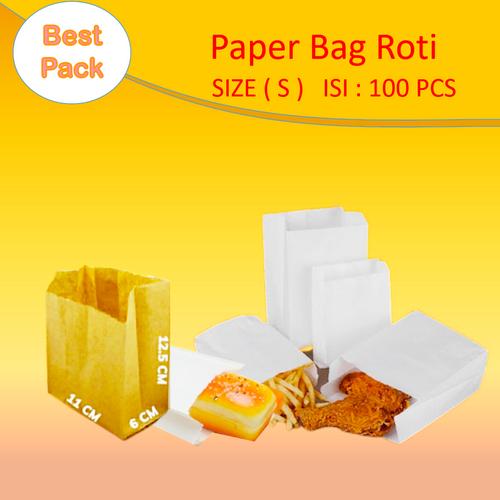 Jual paper bag kecil / kantong kertas putih untuk roti, fried chicken ...
