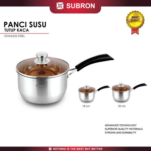 Promo SUBRON Panci Susu 20cm Stainless TEBAL Milk Pot tutup Kaca - Kab ...