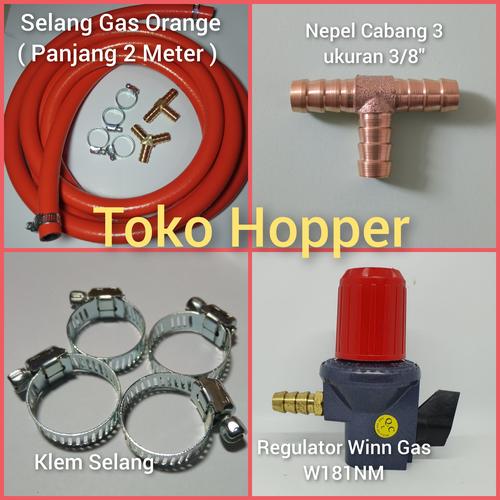 Jual Paket Selang Gas Panjang 2 Meter, Nepel 3 Cabang dan Regulator ...