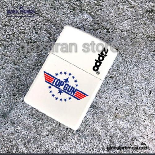 Jual Zippo putih print top gun custom logo nama kado korek matte ...