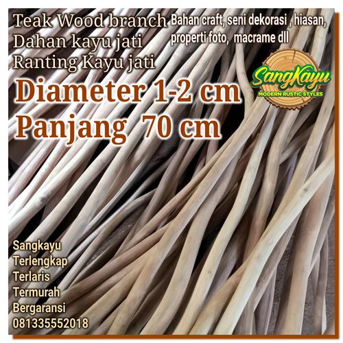 Jual Kayu dahan kayu jati teak wood 1-2x70cm bahan macrame craft ...