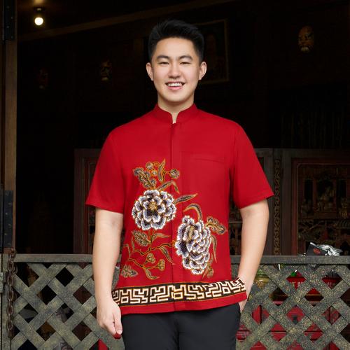 Jual Batik Kultur Shirt - MSS - Darcey Roses Banji in Red Black Yellow ...