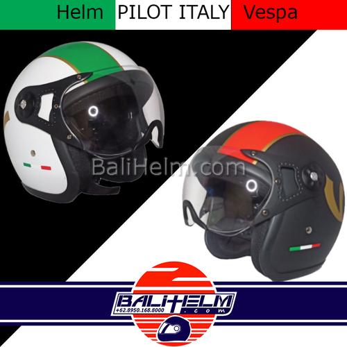 Jual Helm Retro Pilot Italy VESPA - Black Doff - Kota Denpasar ...