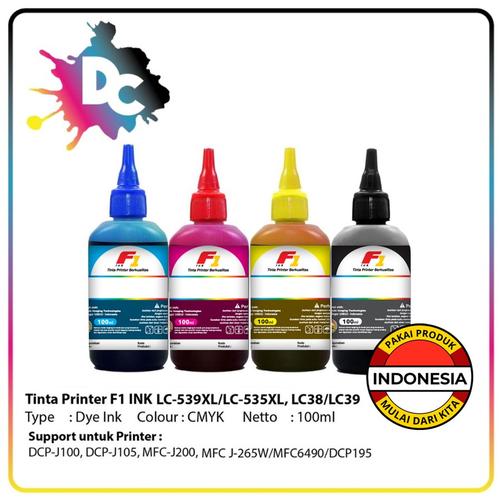 Jual SET Tinta Printer F1 Ink for Printer Brother Seri J 100ml CMYK ...