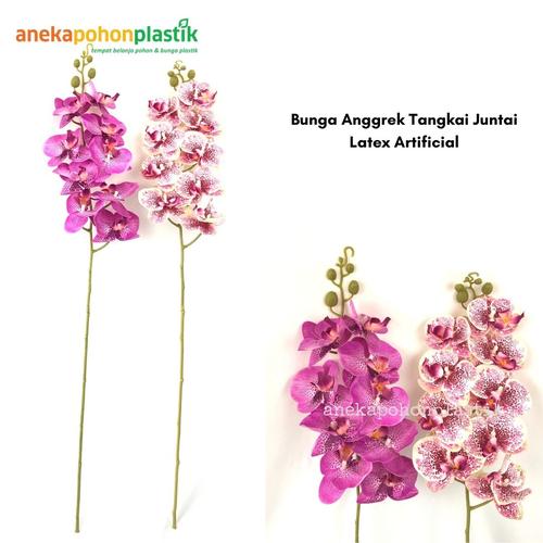 Jual Bunga Anggrek Tangkai Juntai Latex Artificial Daun Hias Dekorasi ...